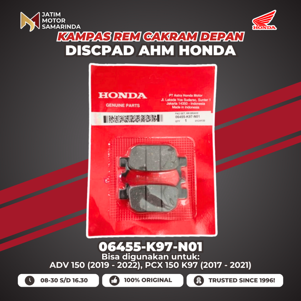 Jual Honda AHM Kampas Rem Cakram Discpad Disc Pad Dispet 06455-K97-N01 ...
