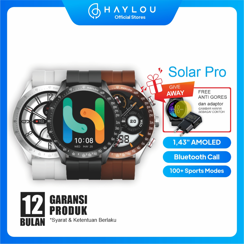 Jual Haylou Solar Pro LS18 Smartwatch Canggih dengan fitur AOD 2atm | Shopee Indonesia
