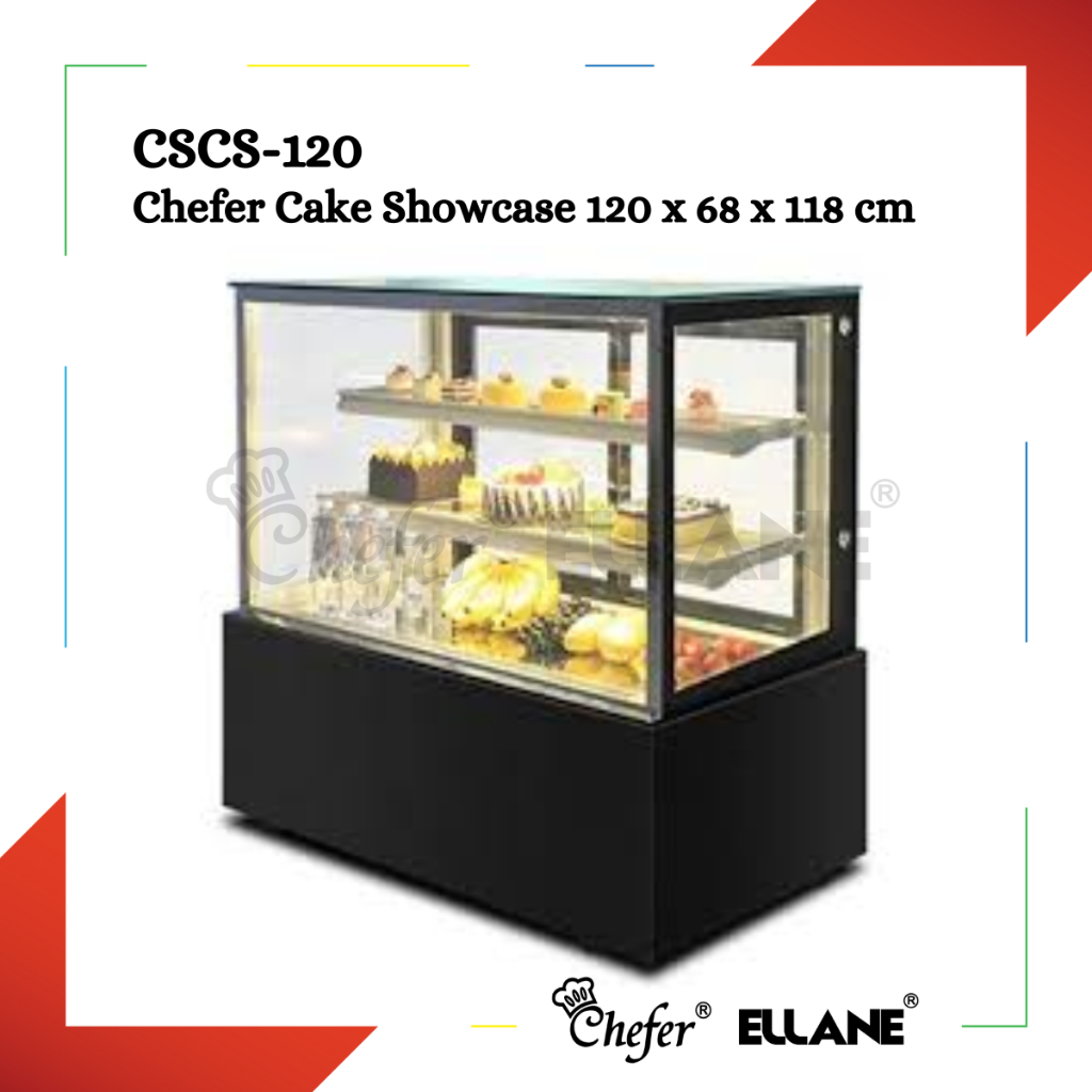 Jual Chefer square cake showcase display kue chiller 3 layer 120cm ...