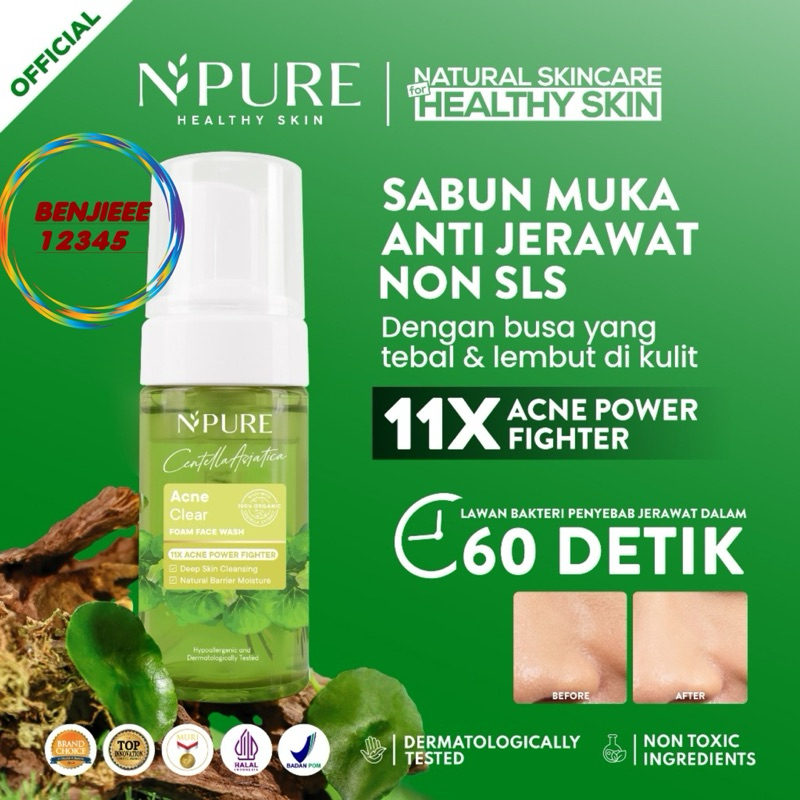 Jual NPURE Cica Facial Wash N’pure npure anti acne facial foam face ...