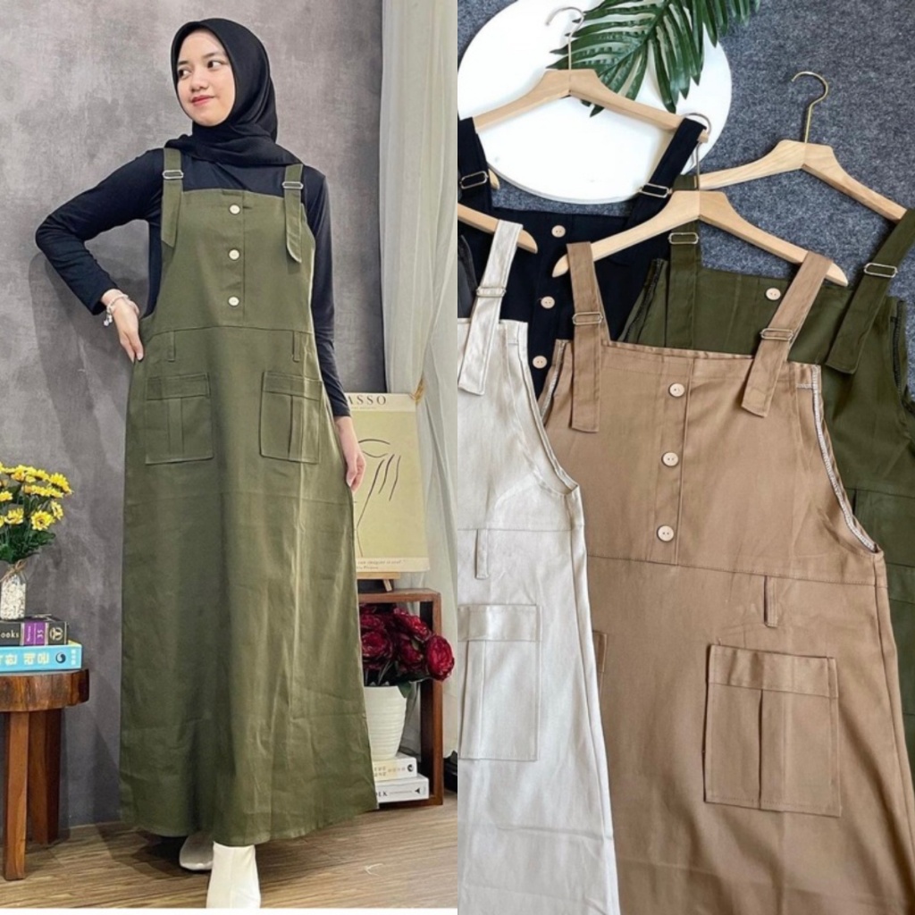 Jual Sonya Overall Rok Muslimah Jumpsuit Korean Style Twill Combed ...