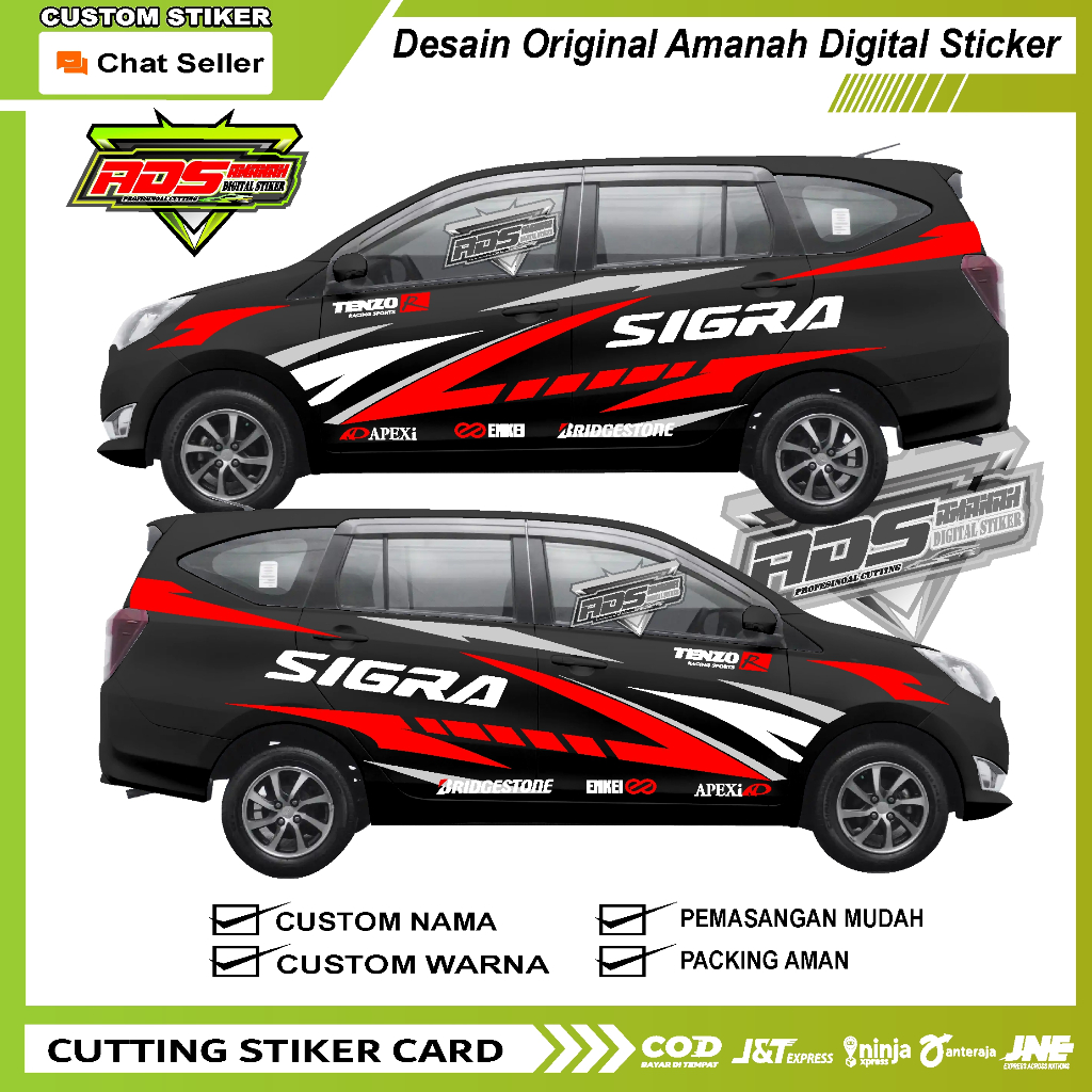 Jual Stiker mobil sigra sticker mobil sigra cuting stiker body mobil ...