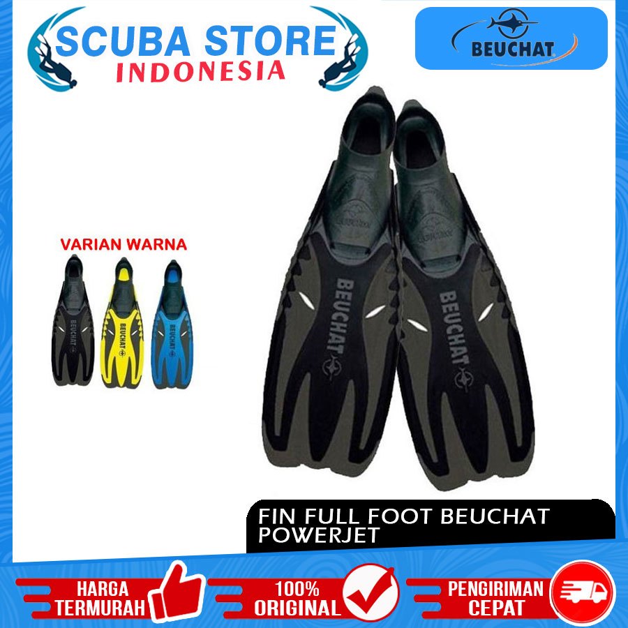 Jual Fin Full Foot Diving Beuchat Powerjet Fins Kaki Katak Selam B-Fins Scuba Snorkeling ...