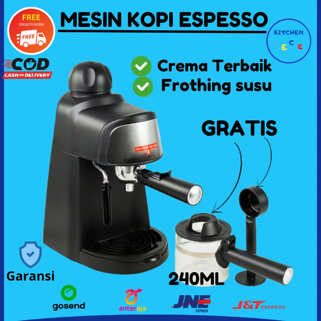 Jual Mesin Kopi Espresso Coffee Maker Frothing Susu Dan Crema Electric 800W 240ml | Shopee Indonesia