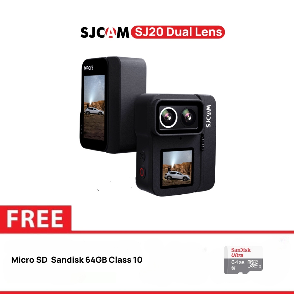 Jual SJCAM SJ20 Dual Lens Dual Screen Dedicated Lenses Low Light Video 4K 30FPS 5M Body ...