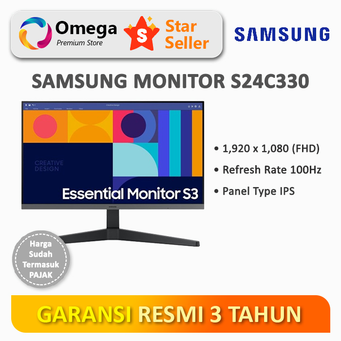 Jual Monitor Samsung S24C330 24" IPS FHD 100Hz HDMI DP VESA | Shopee ...