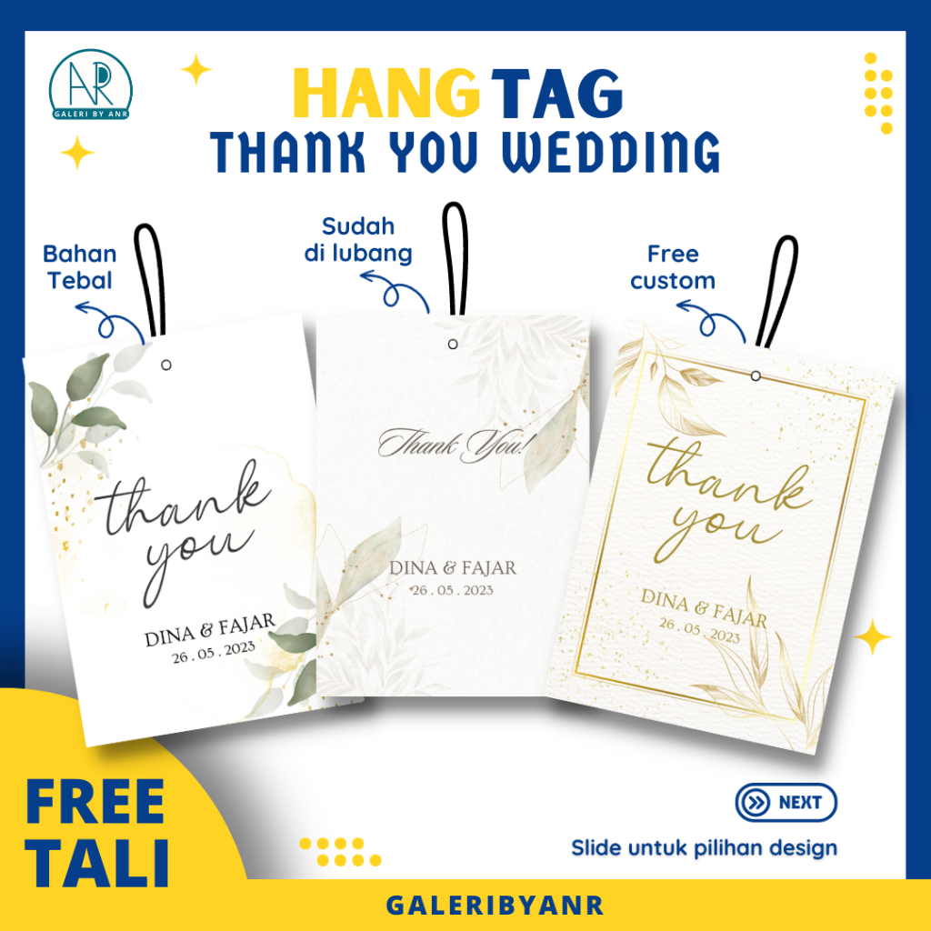 Jual D22 Hangtag thankyou wedding custom | Tag label pernikahan terima ...