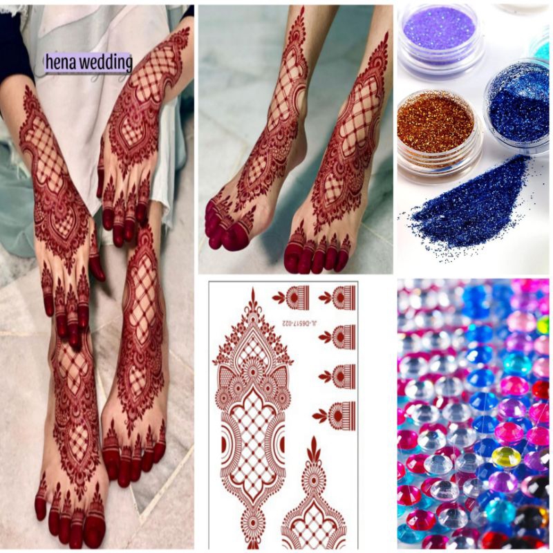 Jual HENNA PENGANTIN TEMPEL MARON (fre gliter manik) | Shopee Indonesia
