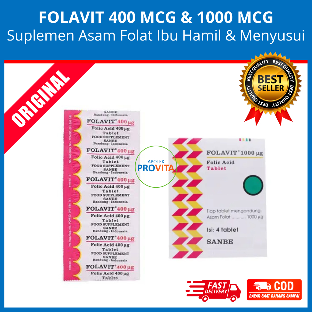 Jual FOLAVIT 400 MCG STRIP 10 TAB / FOLAVIT 1000 MCG STRIP 4 TAB ...
