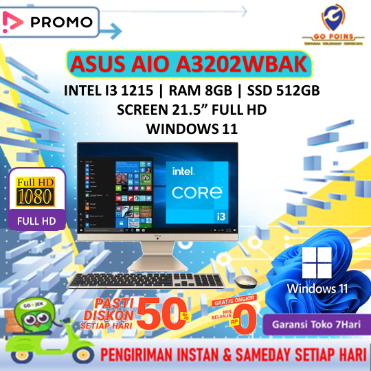 Jual ASUS ALL IN ONE A3202WBAK AIO 21.5inch INTEL I3 1215 RAM 8GB SSD ...