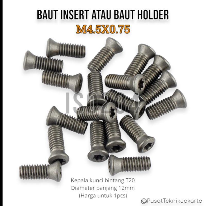 Jual baut insert baut holder m4.5x0.75 panjang 12mm kepala kunci ...