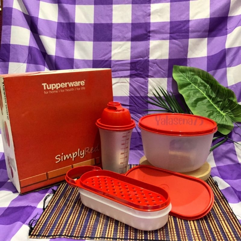 Jual Simply Red Set (isi 4) New Ori Tupperware | Shopee Indonesia