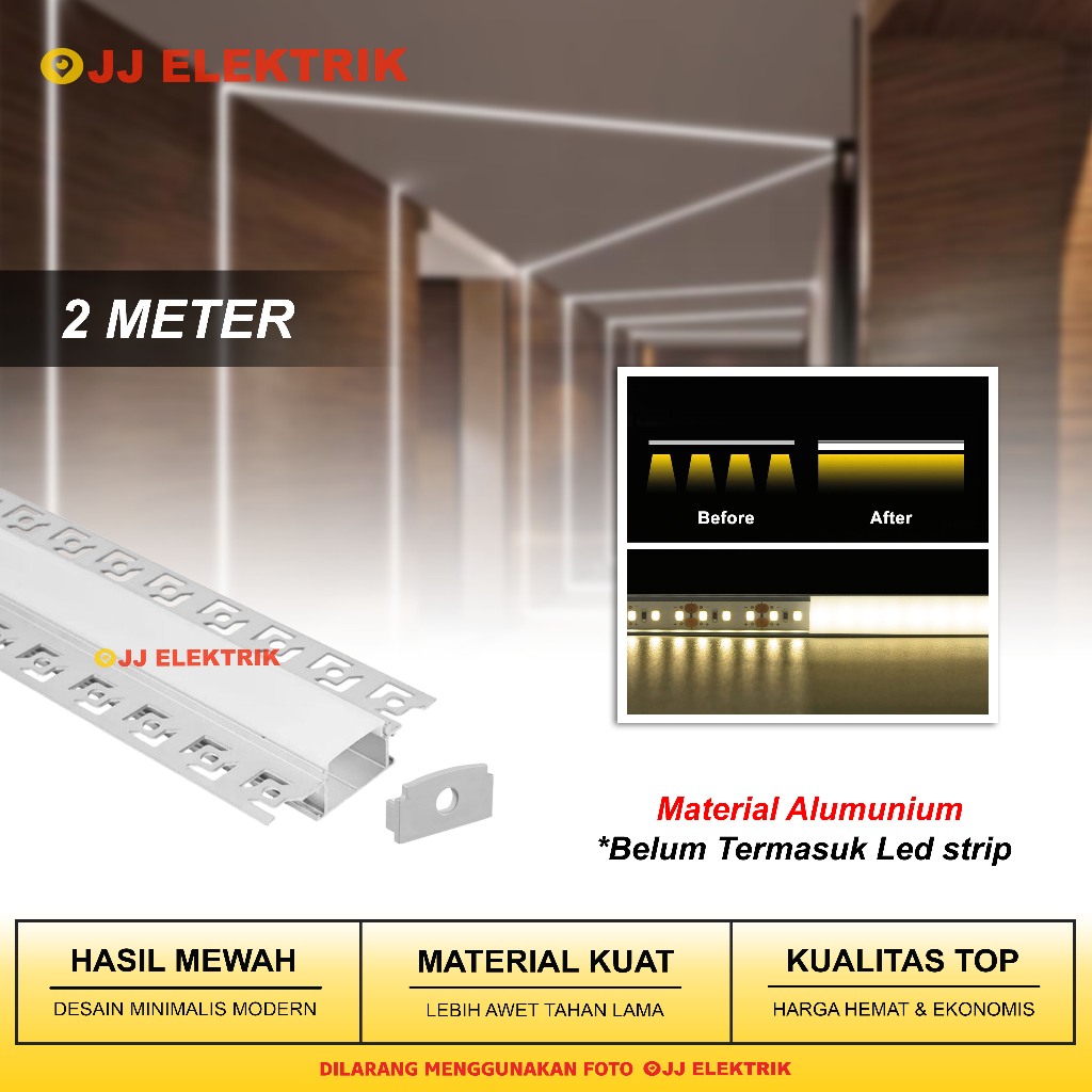 Jual Housing LED Strip Cover Aluminium Linear Plafon 2 Meter 2M 2Meter ...