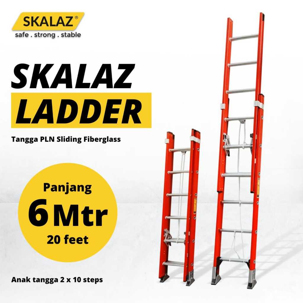 Jual Skalaz Tangga Sliding Fiberglass 6 mtr 20 feet 2x10 steps | Shopee ...