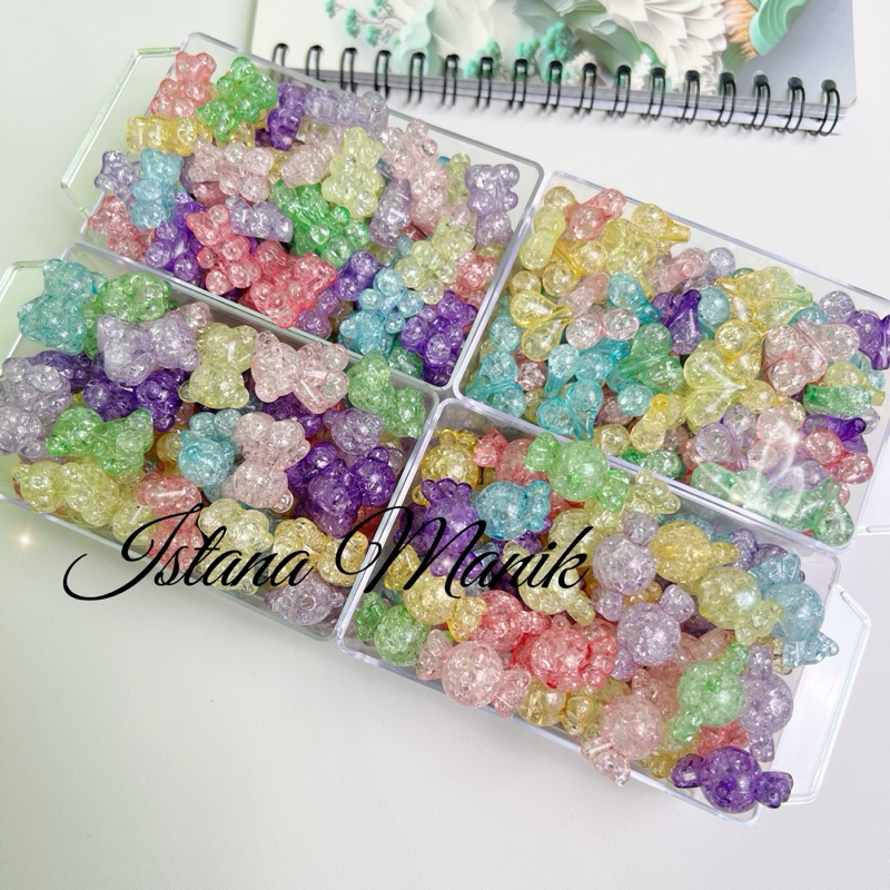 Jual Manik Mote Crack Beruang Love candy manik retak (1 PON) | Shopee ...