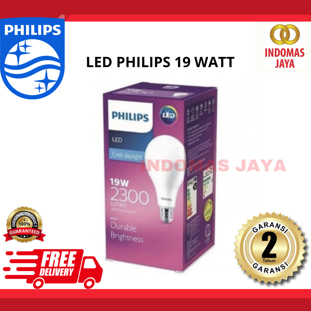 Jual Lampu Bohlam LED Philips 19 Watt 19W 19Watt 19 W (Nyala Putih) Cool Daylight 19W E27 ...