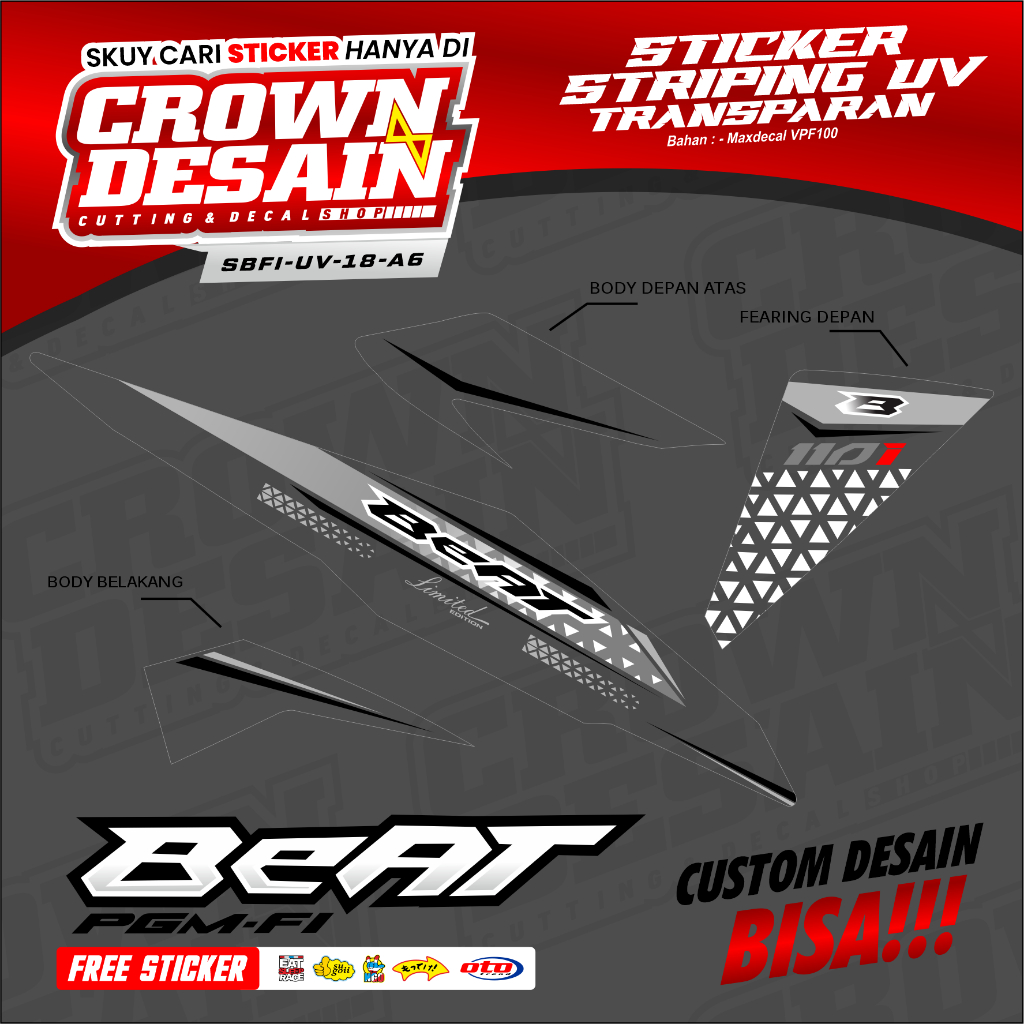 Jual Stiker Striping Beat FI 2012-2015 Variasi Transparan Simple ...