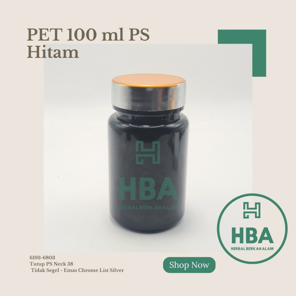 Jual Botol Obat 100 ml Hitam Tutup Emas List Full Silver / Botol Obat ...