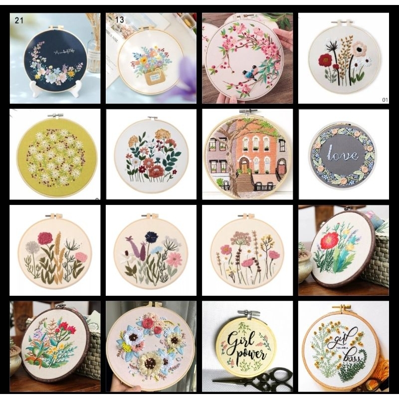 Jual Ready DIY Cotton/Ribbon Embroidery Kits Hoop - Sulam Benang ...