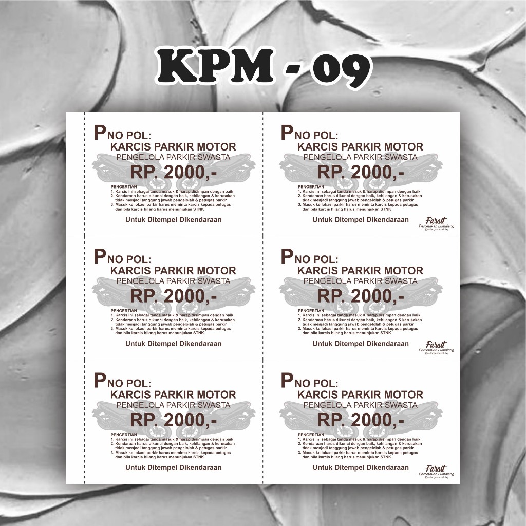 Jual Cetak Kupon Karcis Parkir Motor Dan Mobil Murah Meriah, Eelgant ...