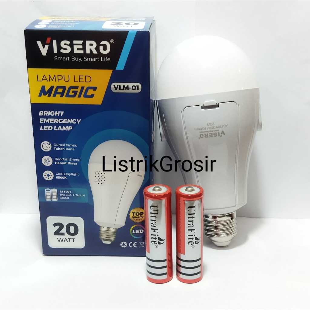 Jual Lampu Led Padam Magic Visero 20w Emergency 2 Slot Baterai 18650 20 Watt | Shopee Indonesia