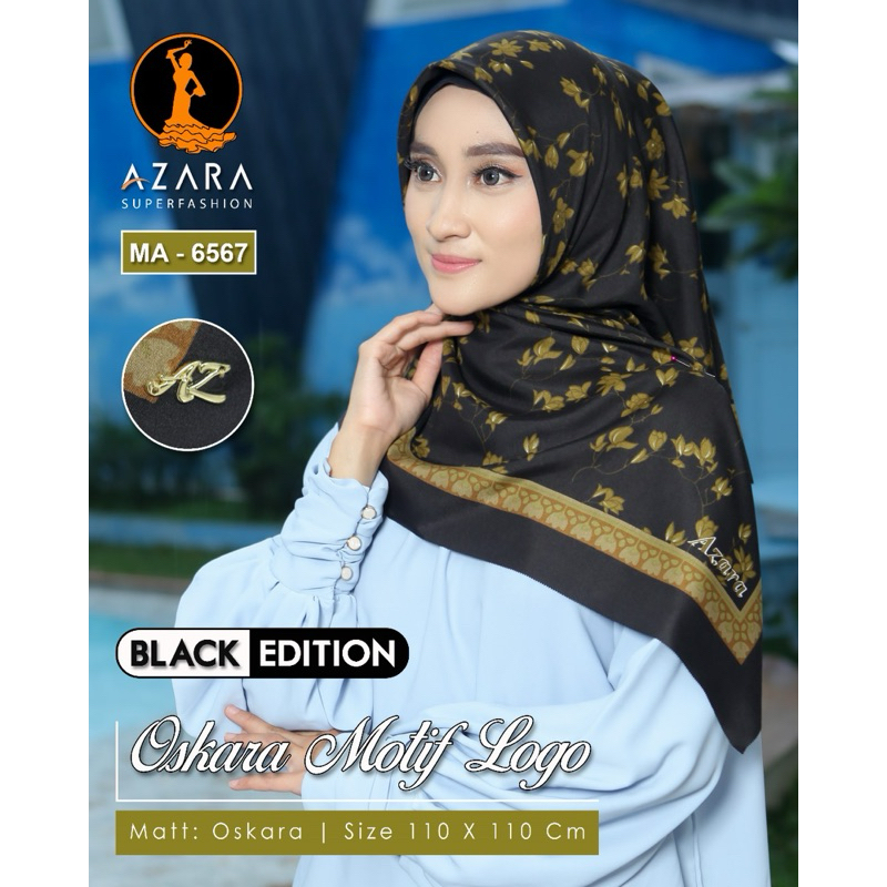 Jual segi empat azahra motif black edition logo 1 pak 10pcs | Shopee Indonesia