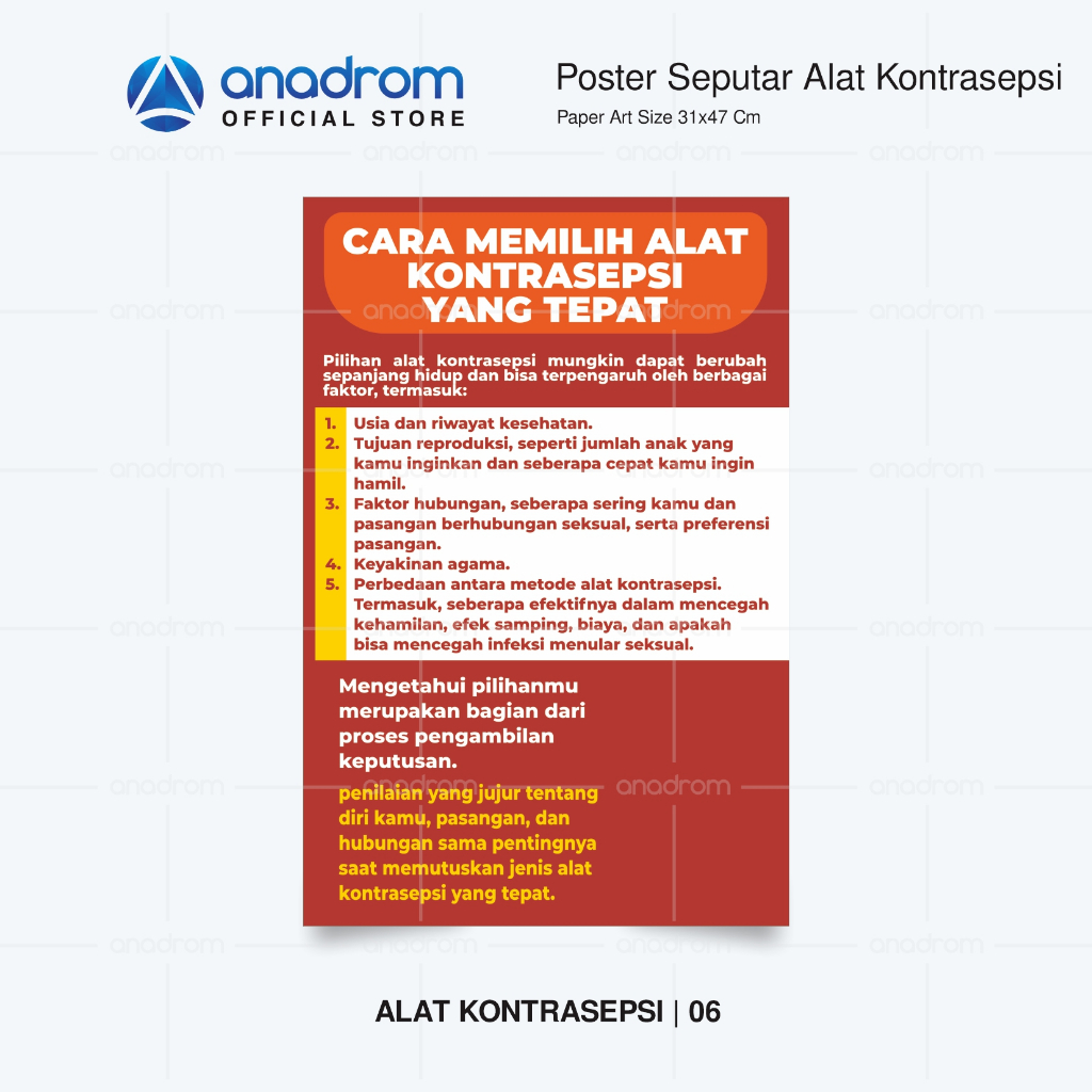 Jual Poster Seputar Alat Kontrasepsi | Poster Promosi Edukasi Kesehatan | Anadrom 3646 | Shopee ...