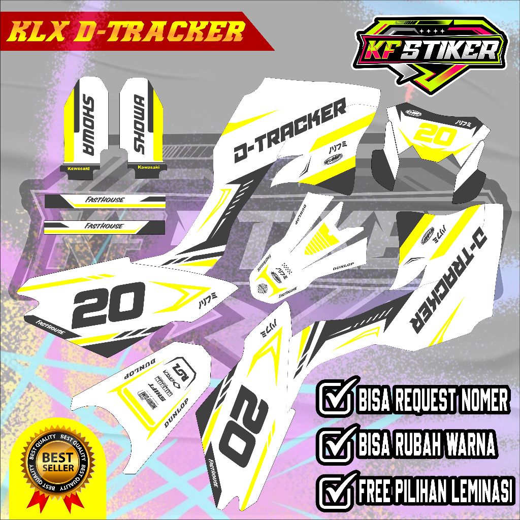 Jual KF Stiker DTX0001 Putih Kuning / Decal Stiker Variasi Motor ...
