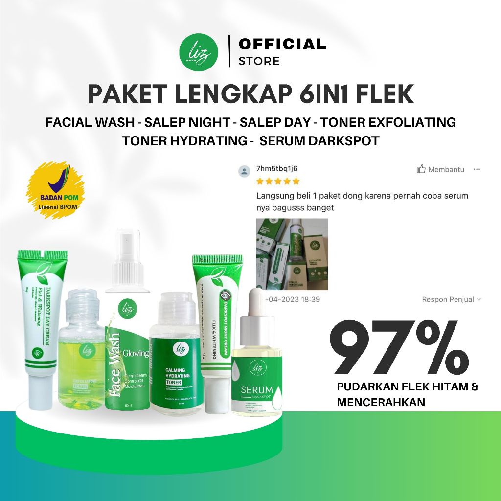 Jual Elzet Skincare Paket 6in1 Resmi BPOM Salep Retinol Night Whitening Serum Darkspot Flek ...