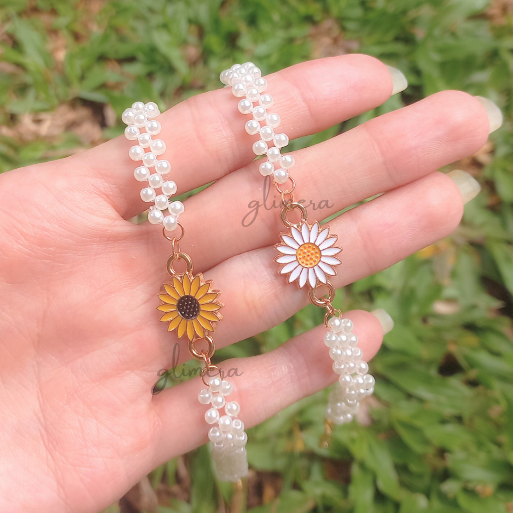 Jual GLIMERA Gelang Mutiara Bunga Matahari Daisy Wanita Handmade ...