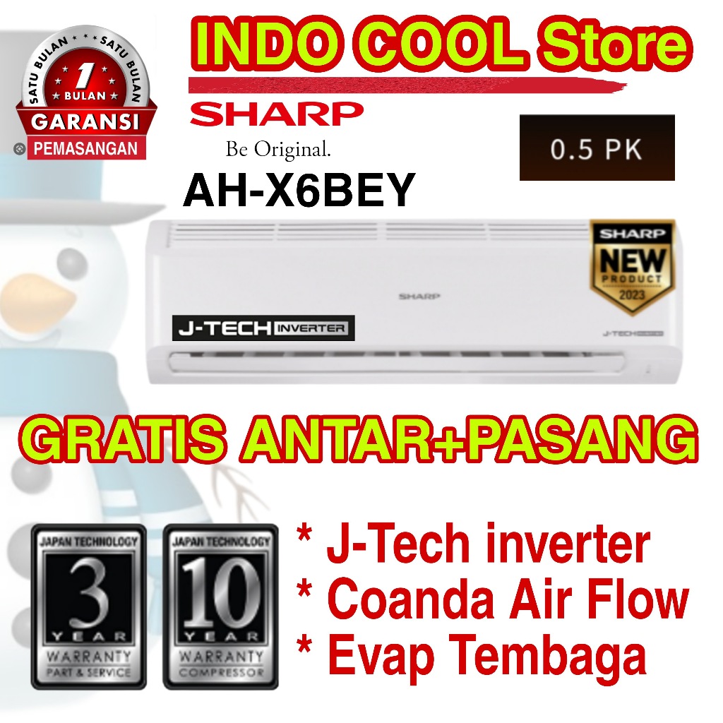 Jual Ac Sharp Split 1/2 PK Inverter AH-X6BEY Garuda Series | Shopee Indonesia