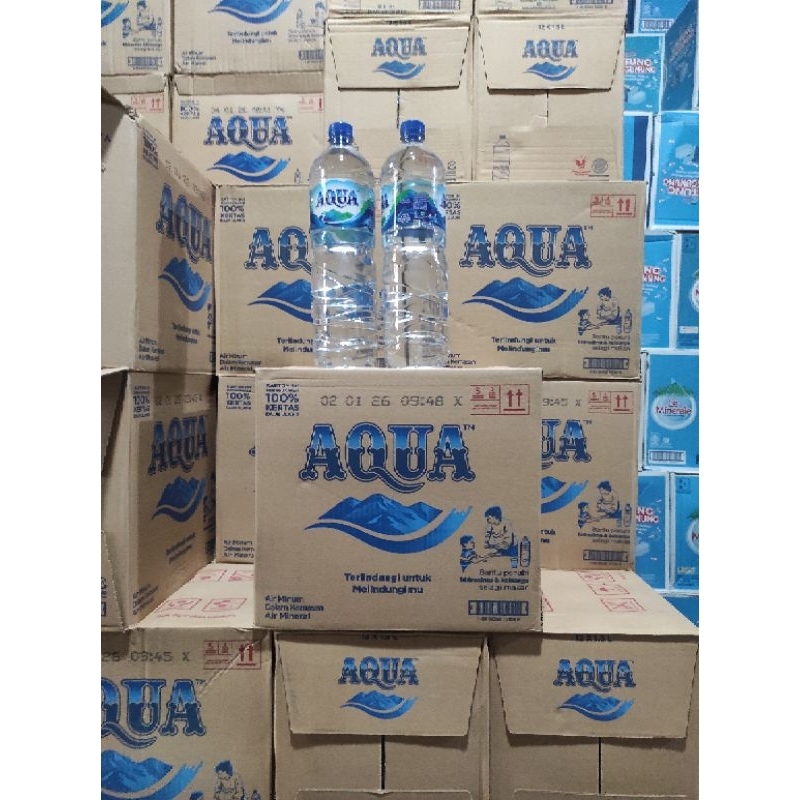 Jual Air Mineral Aqua Botol Besar 1.500ml 1 dus isi 12 pcs | Shopee ...