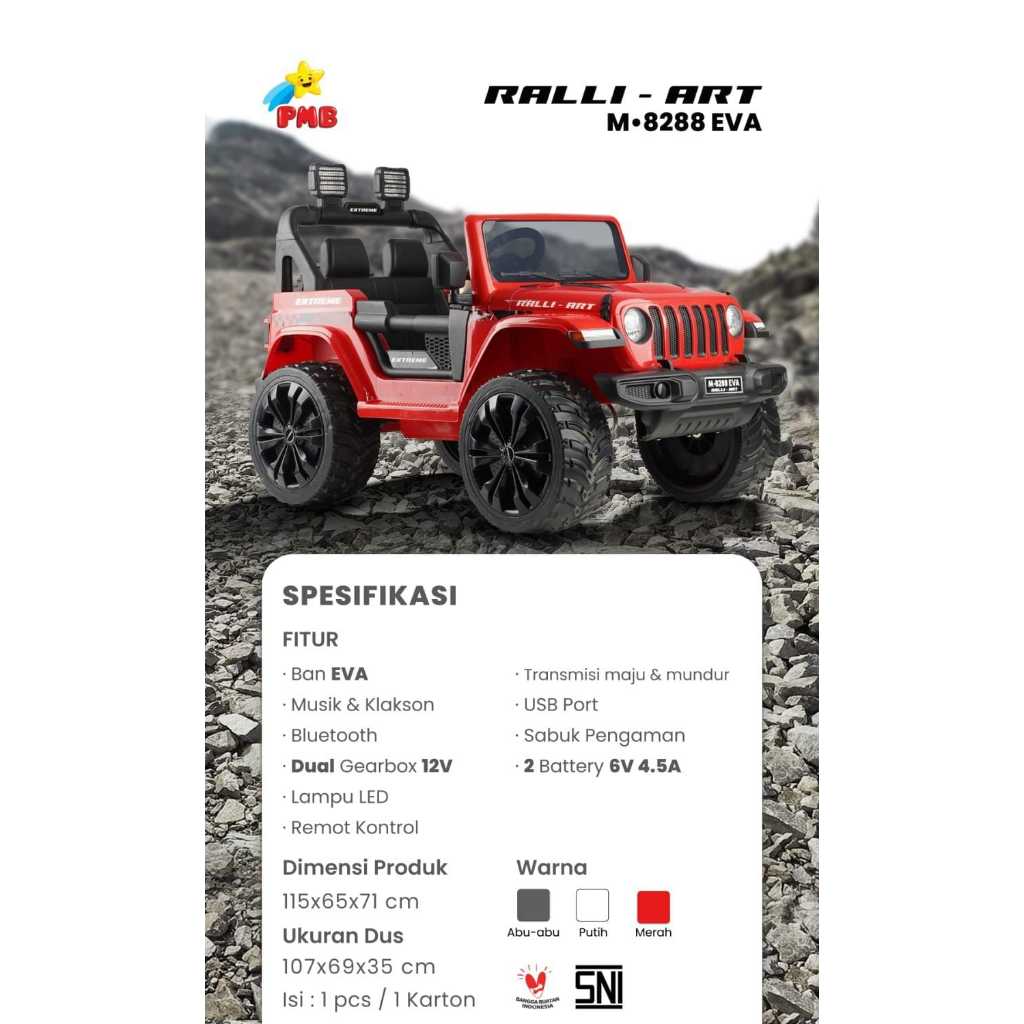 Jual Mobil Aki PMB OFF - ROAD M-8288 Dual Motor & BAN EVA | Shopee ...