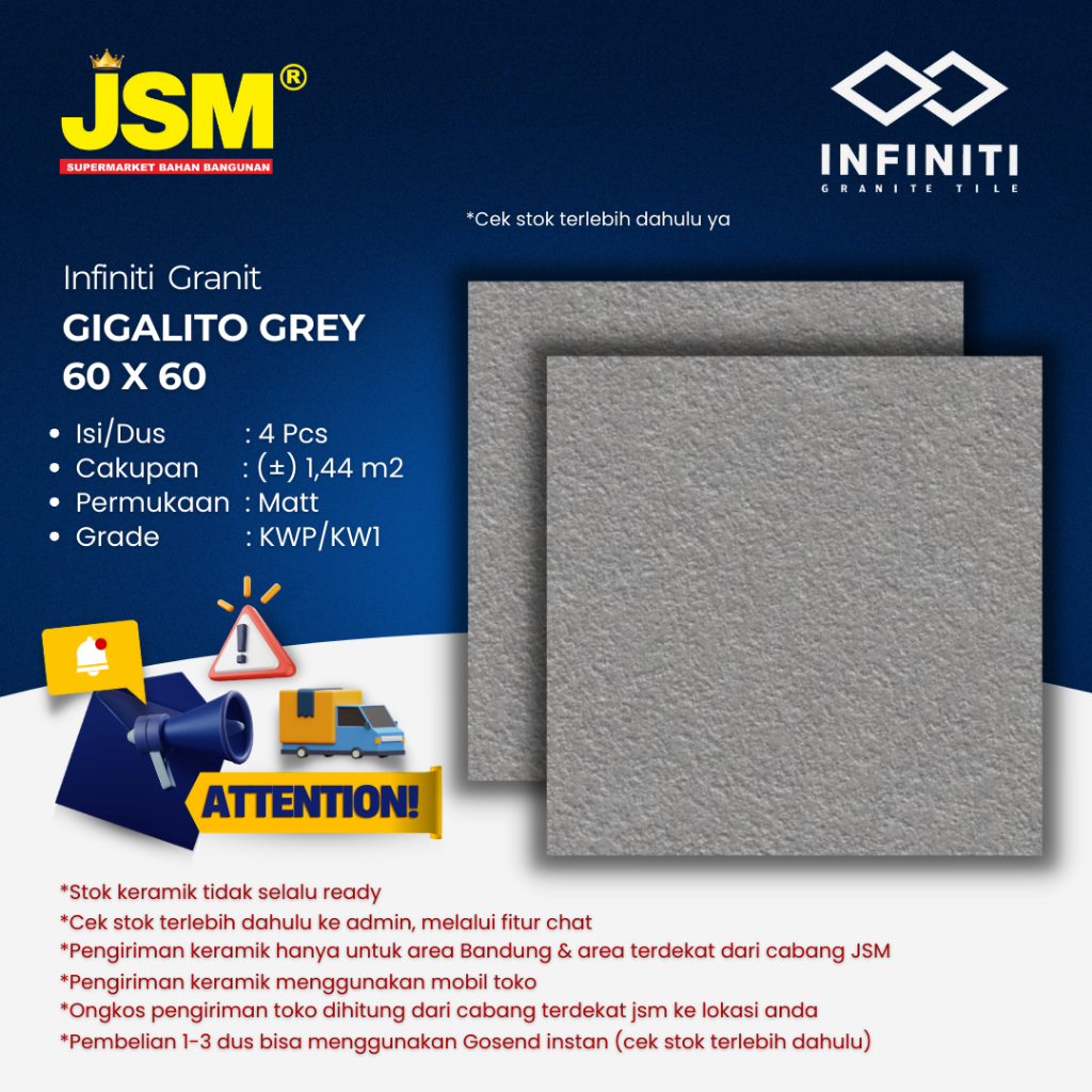 Jual Infiniti Granite / Granit Gigalito Grey Matt 60x60 - JSM ...