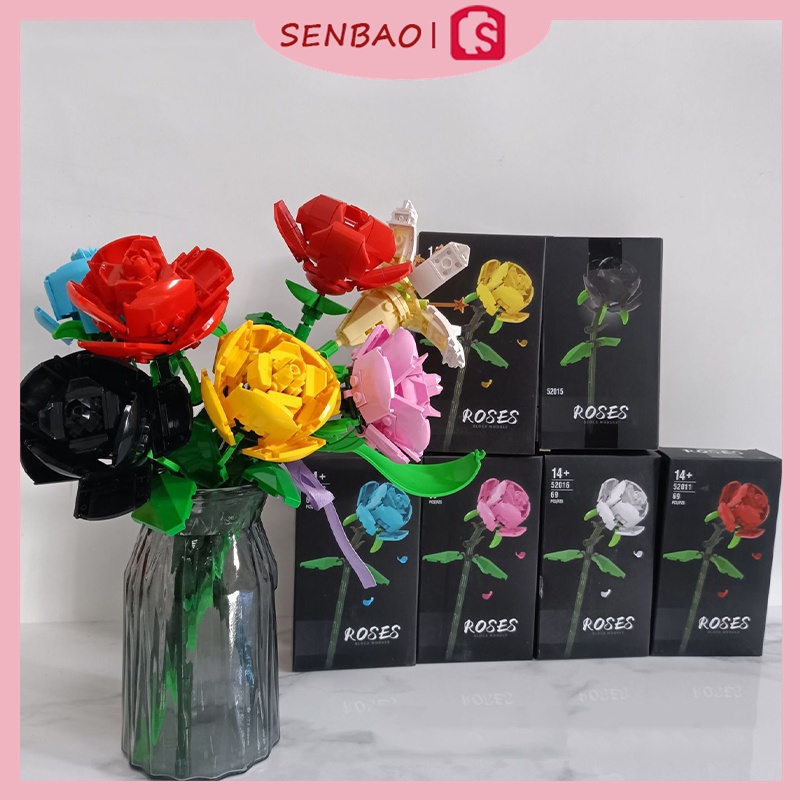 Jual SENBAO Bunga Mawar Mainan Balok Building Block DIY Rose Nano Block ...