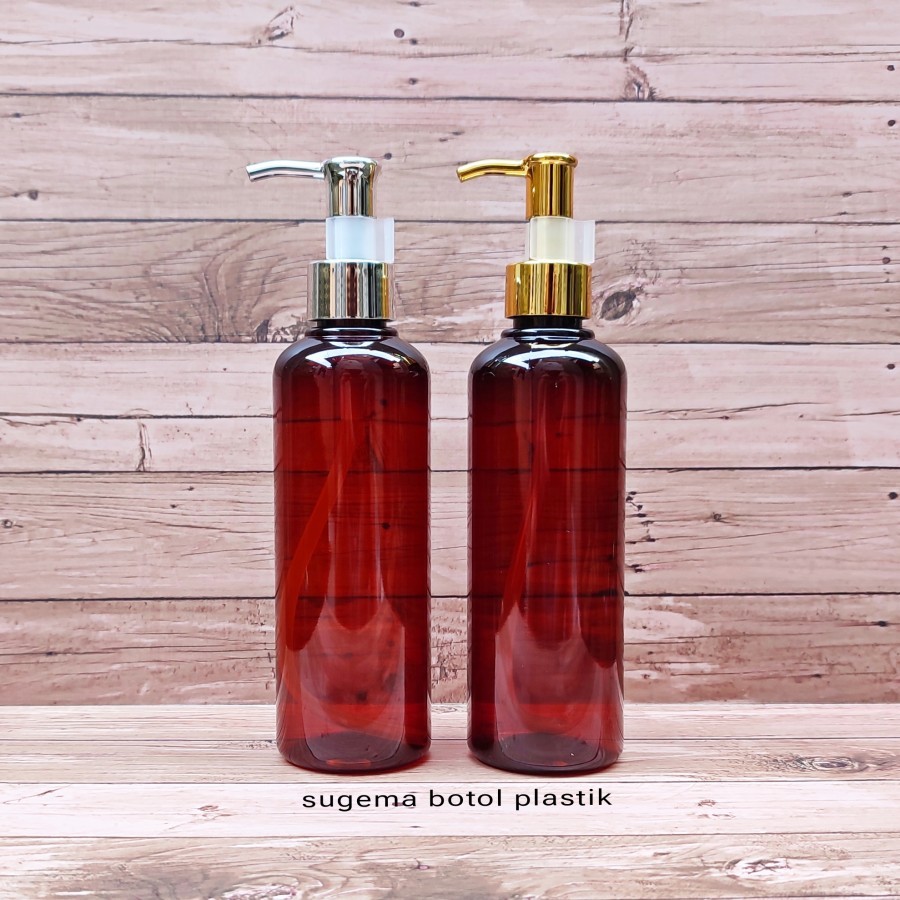 Jual Botol Pump 250ml Luxury 250 Ml Pet coklat / Botol Kemasan Sabun Cair 250ml Pump Clip Oil ...