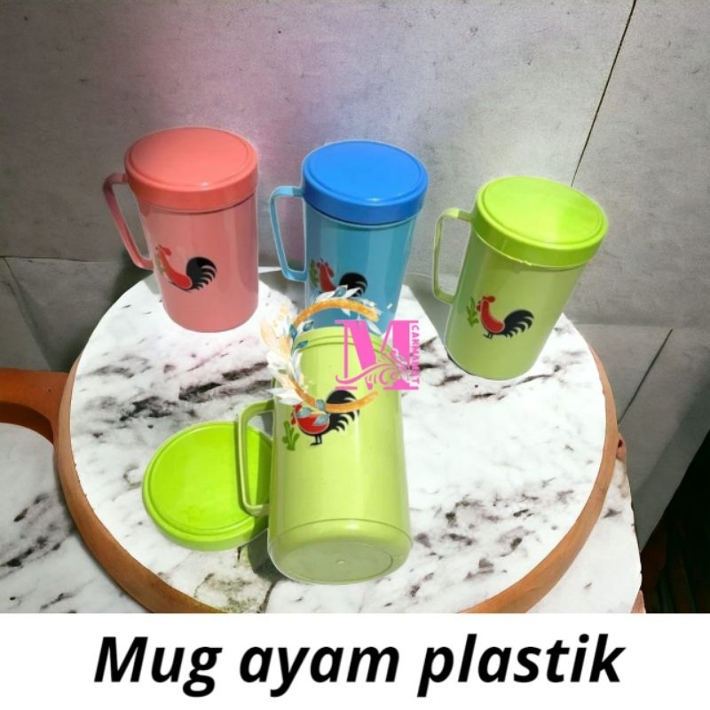 Jual Mug plus tutup ayam jago 1000ml | Shopee Indonesia