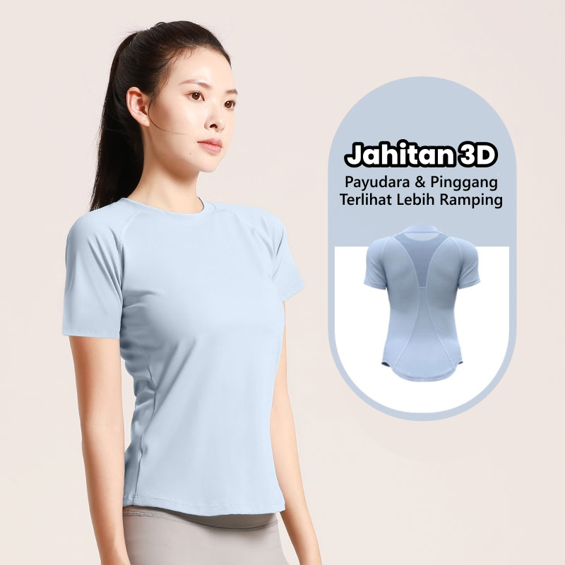 Jual Baju Olahraga Wanita Yoga Gym T-Shirt Lengan Pendek Tile V Atasan Olahraga Wanita YF079 ...