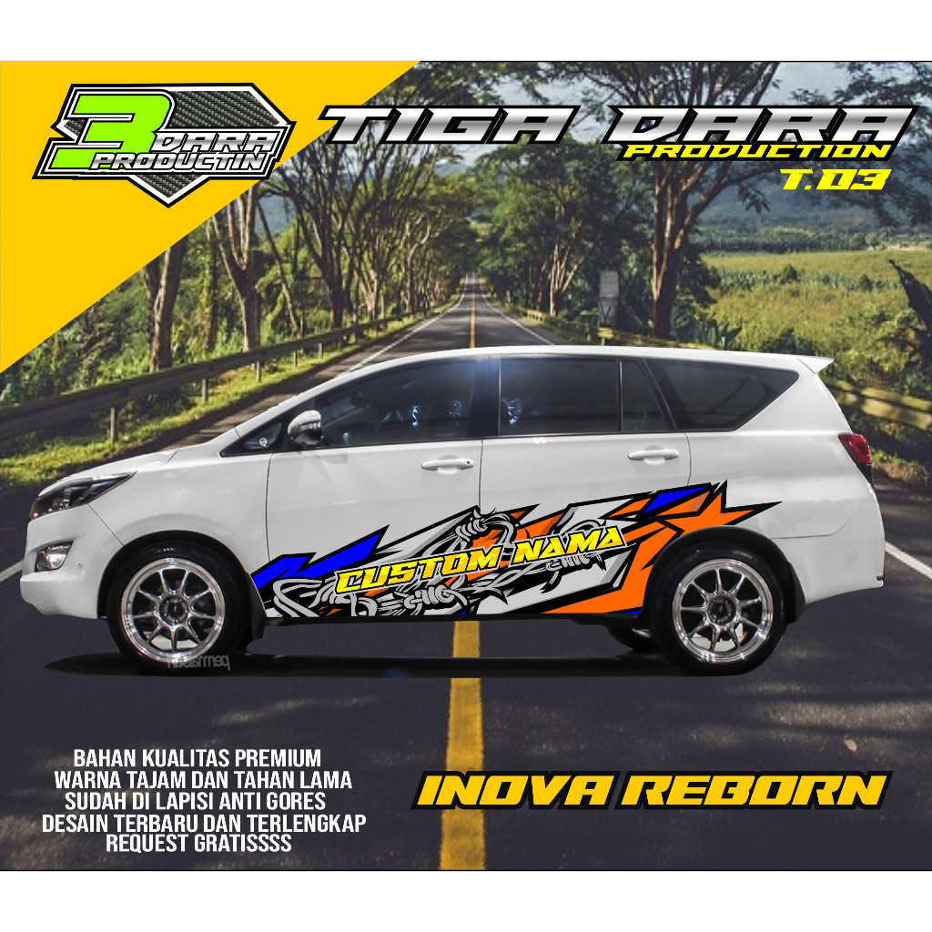 Jual Decal Sticker Mobil Innova Reborn Calya Sigra Pajero Body Samping ...