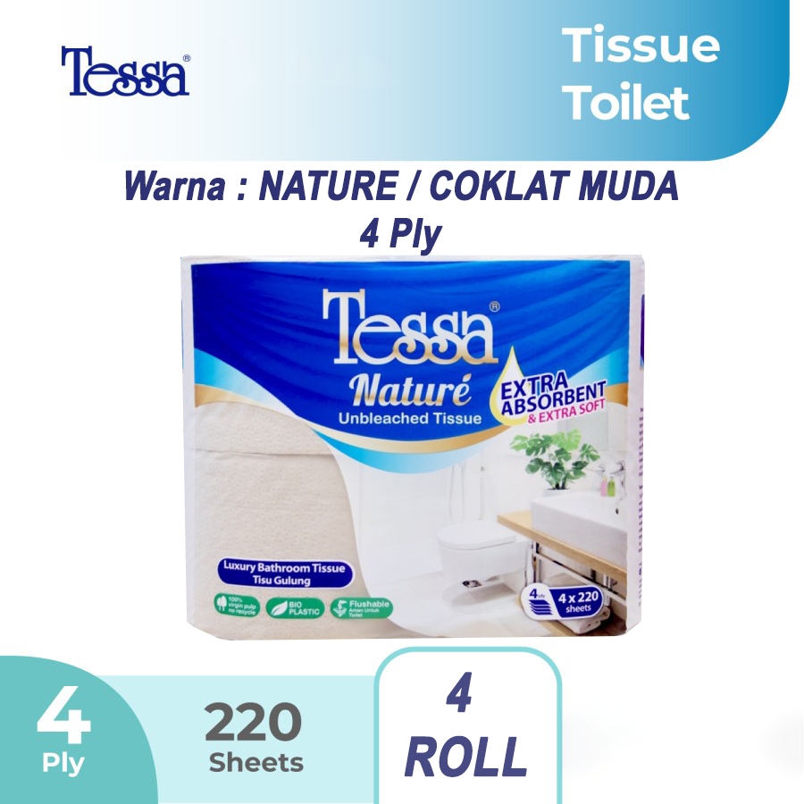 Jual Tissue Tessa Nature Natural TOILET Emboss 220 Sheets 4 Roll - 4 ...