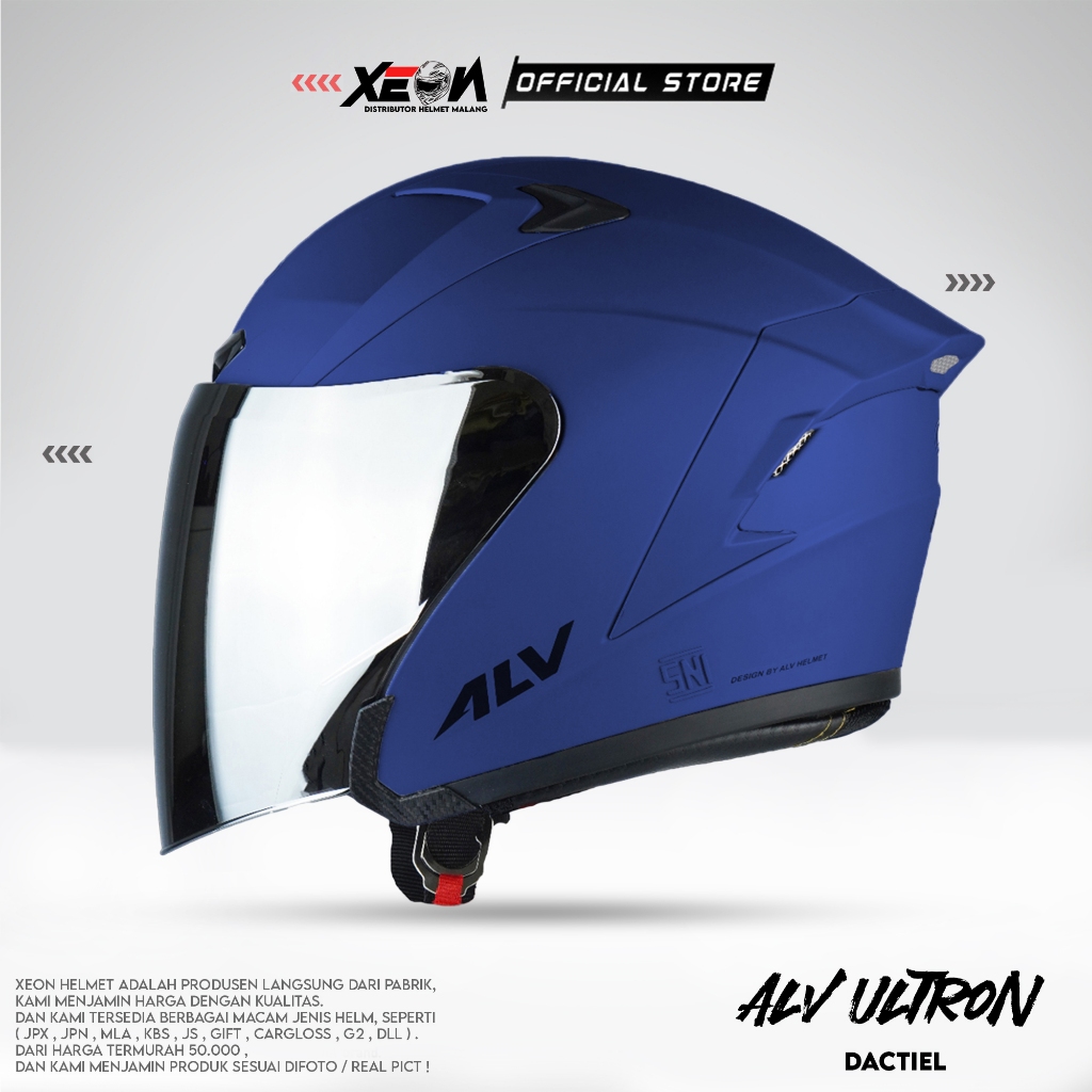 Jual Helm ALV ULTRON DACTIEL NAVY KACA VISOR CLEAR / SILVER | Helm Half ...