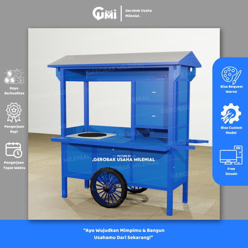 Jual Gerobak Mie Ayam Cat Warna Biru - Gerobak Mie Ayam Bakso | Gerobak ...