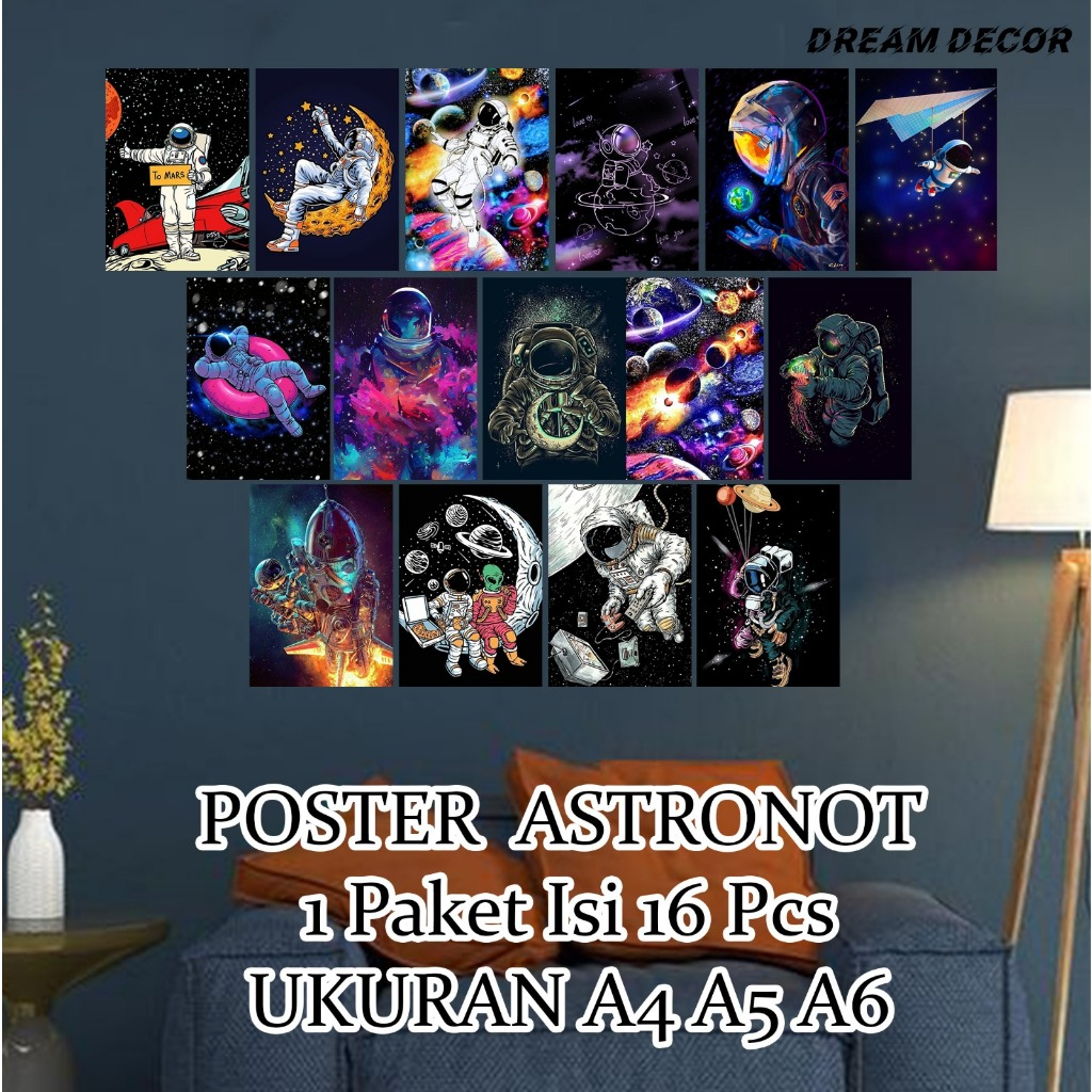 Jual Poster Dinding Kamar Astronot Hiasan Dinding Kamar [DD56] Ukuran ...