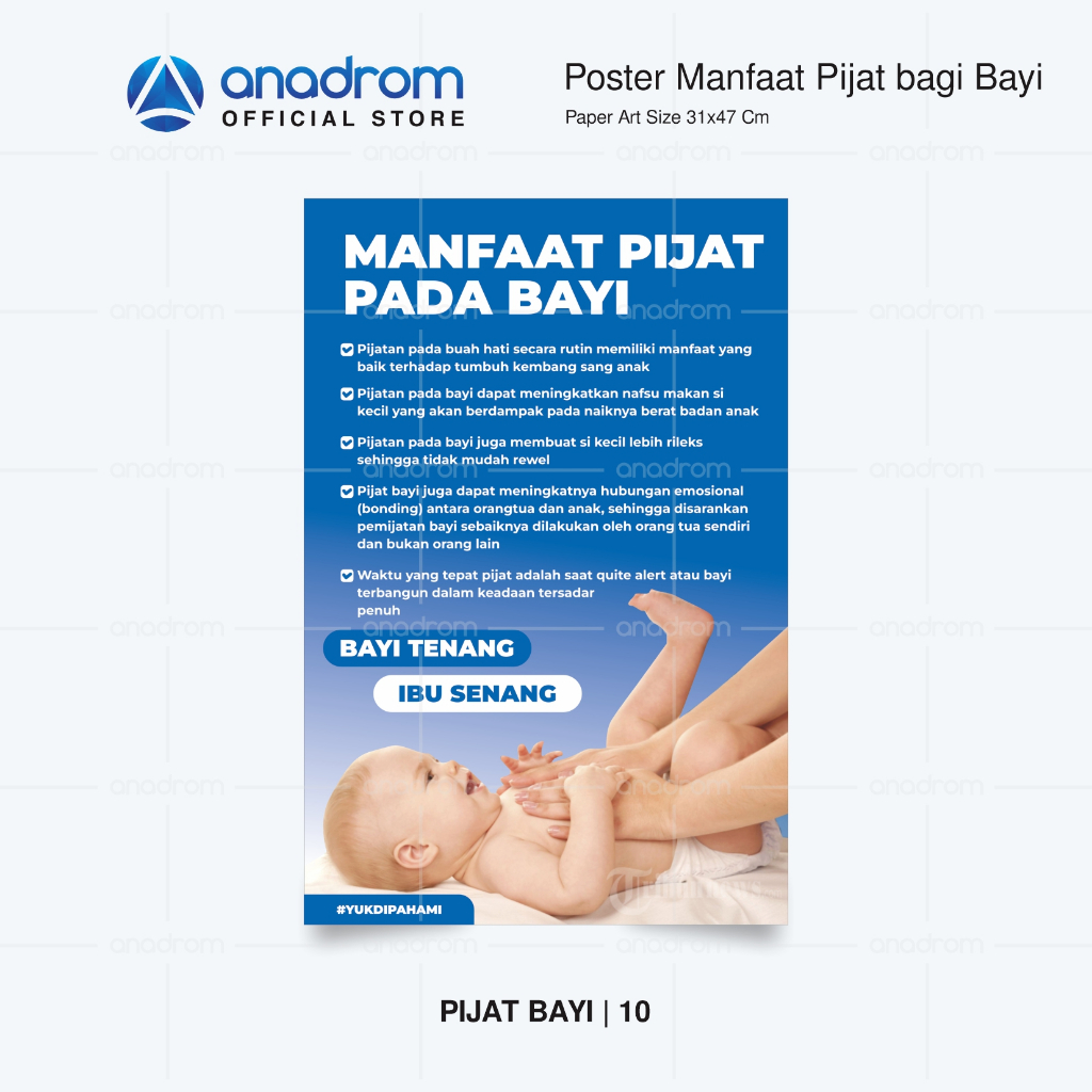 Jual Poster Manfaat Pijat Pada Bayi | Poster Manfaat Baby Massage ...