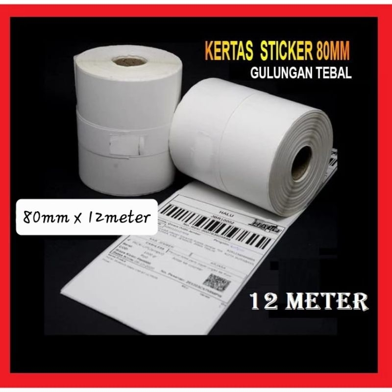 Jual KERTAS STICKER THERMAL 80MM X 12 METER / KERTAS PRINTER LABEL ...