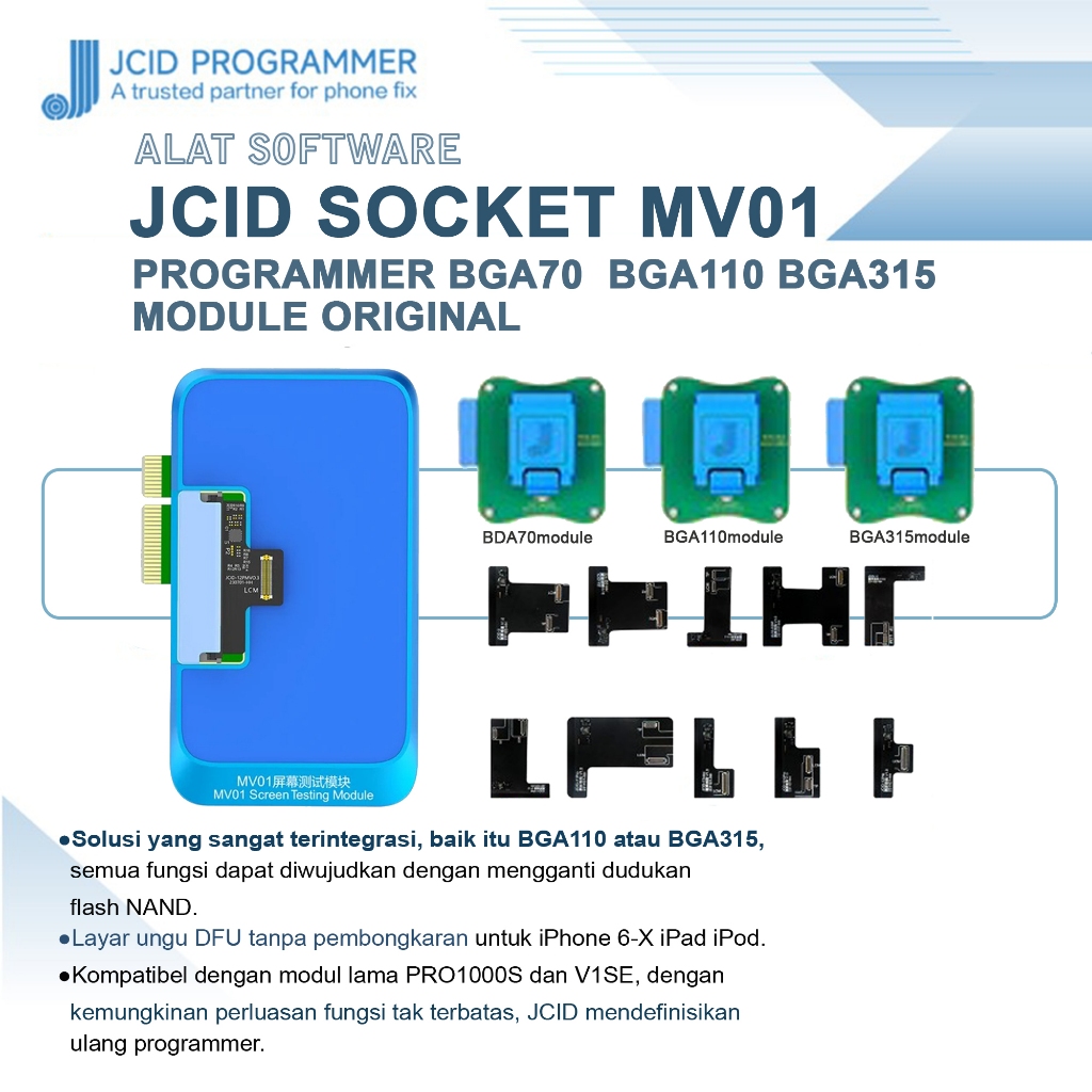 Jual ALAT SOFTWARE JCID SOCKET MV01 SCREEN TESTING MODULE WITH 10 ...