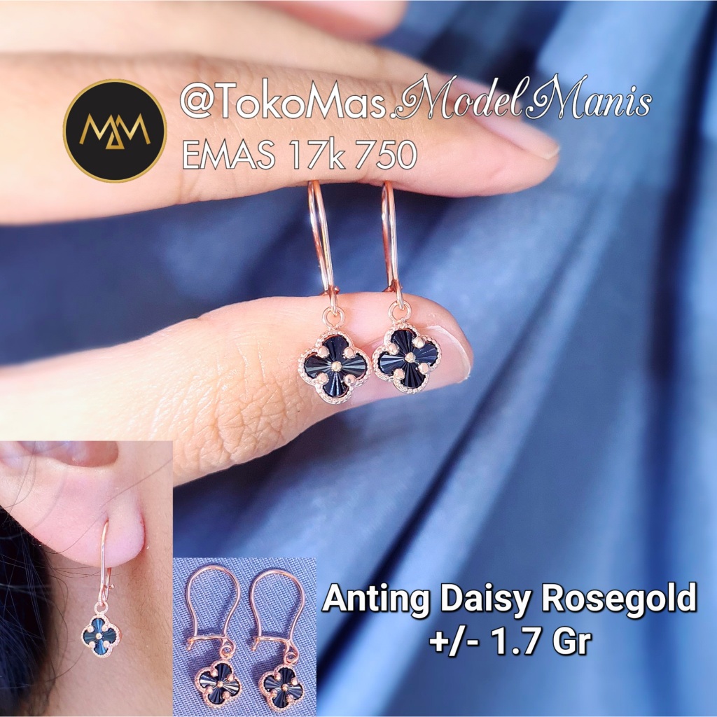 Jual Anting Daisy Van Cleef Hitam Hologram emas rosegold IT 750 kadar ...