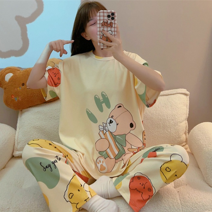 Jual Yooyi Baju Tidur Wanita Piyama Korea Lengan Pendek Celana Panjang ...