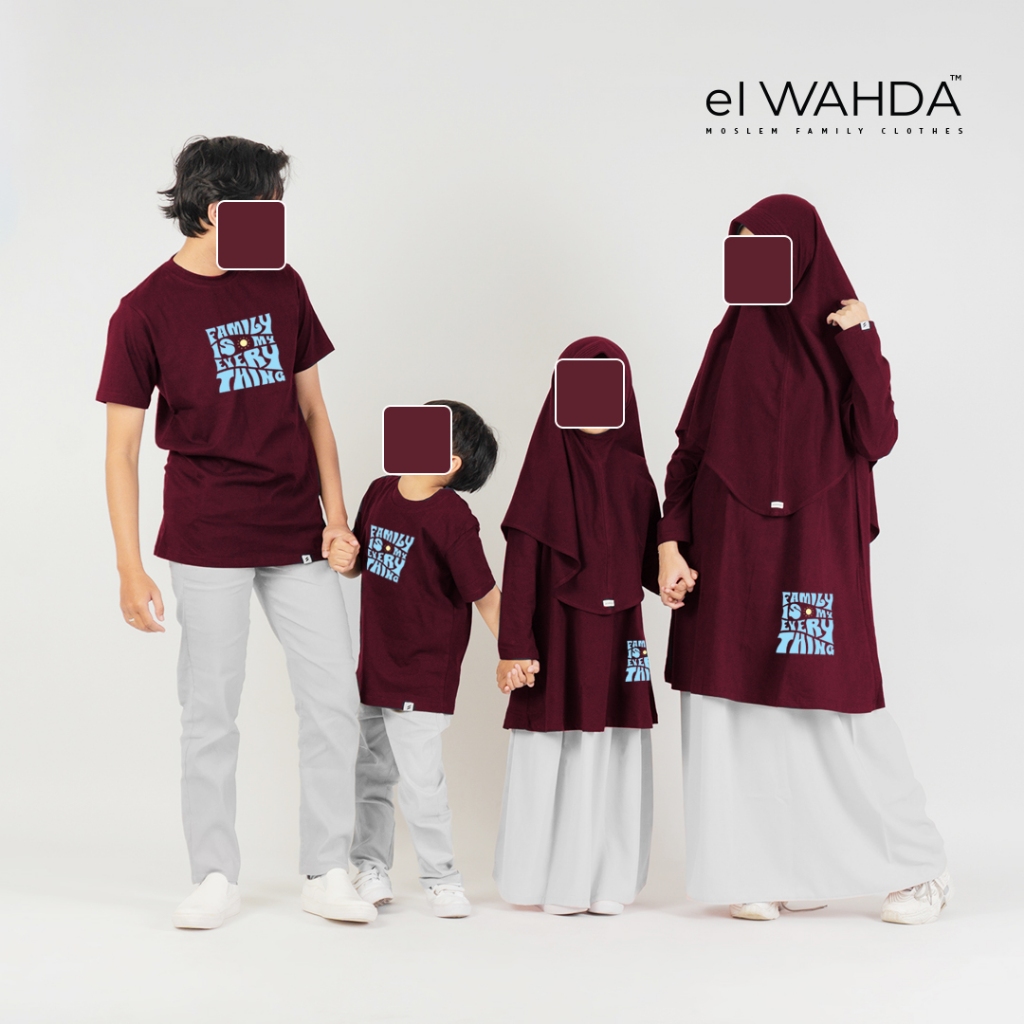 Jual Kaos Couple Keluarga Premium El Wahda Clothes Warna Marun Burgundy ...