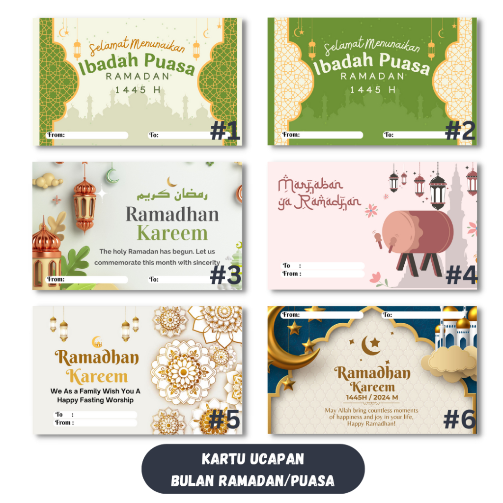 Jual Kartu Ucapan Ramadan Ramadhan | Kartu Ucapan Puasa | Greeting Card ...